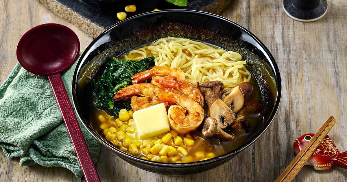Ramen de gambas con mantequilla de miso | Receta | Kikkoman